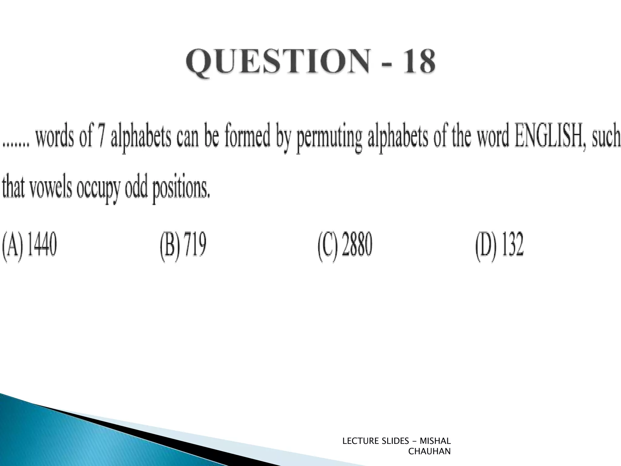 Extra practice problems P&C - class xi - module 1 | PPT
