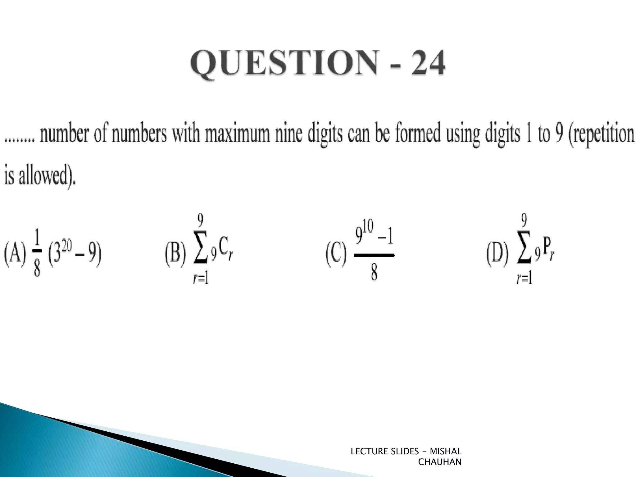 Extra practice problems P&C - class xi - module 1 | PPT
