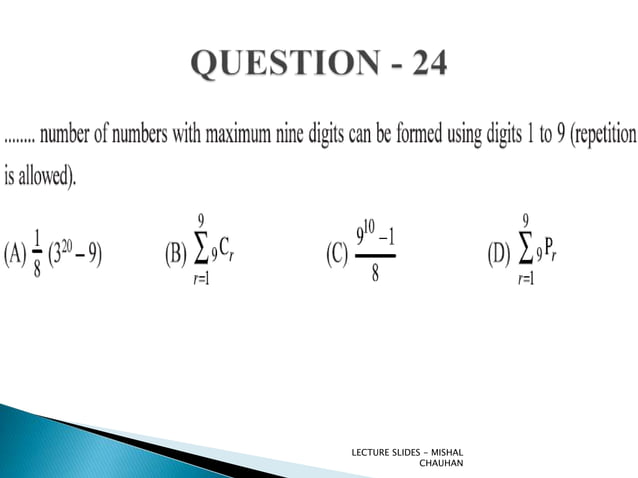 Extra practice problems P&C - class xi - module 1 | PPT