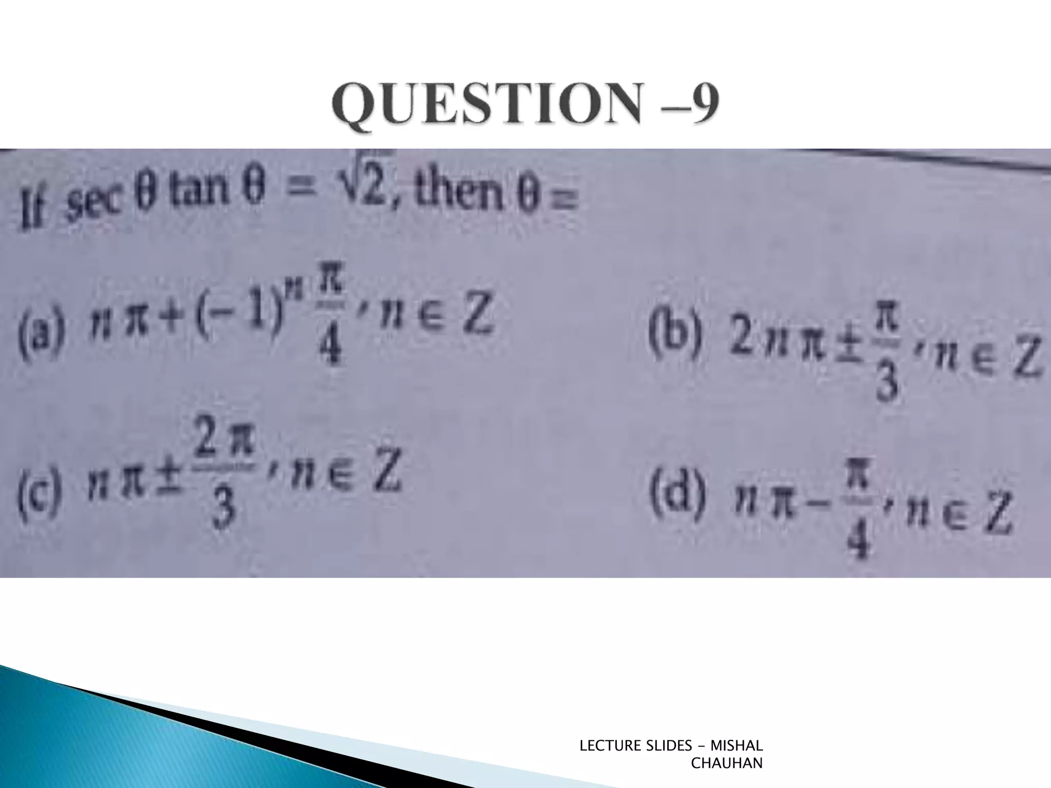Extra practice problems trigonometry - class xi - module 3 | PPTX