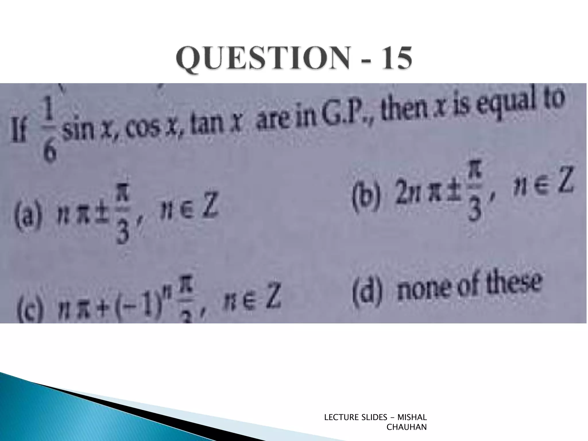 Extra practice problems trigonometry - class xi - module 3 | PPTX