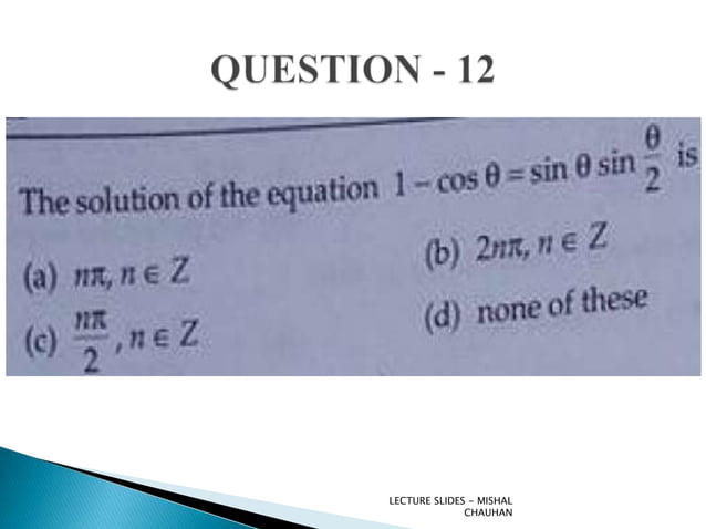 Extra practice problems trigonometry - class xi - module 3 | PPTX