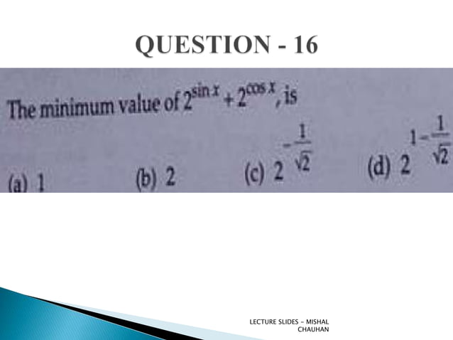 Extra practice problems trigonometry - class xi - module 3 | PPTX