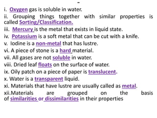 sorting material into groups - extra questions | PPTX