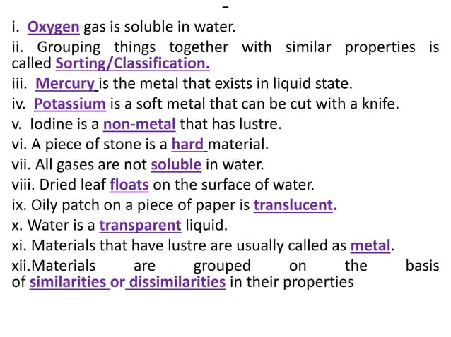 sorting material into groups - extra questions | PPTX