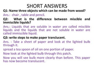sorting material into groups - extra questions | PPTX