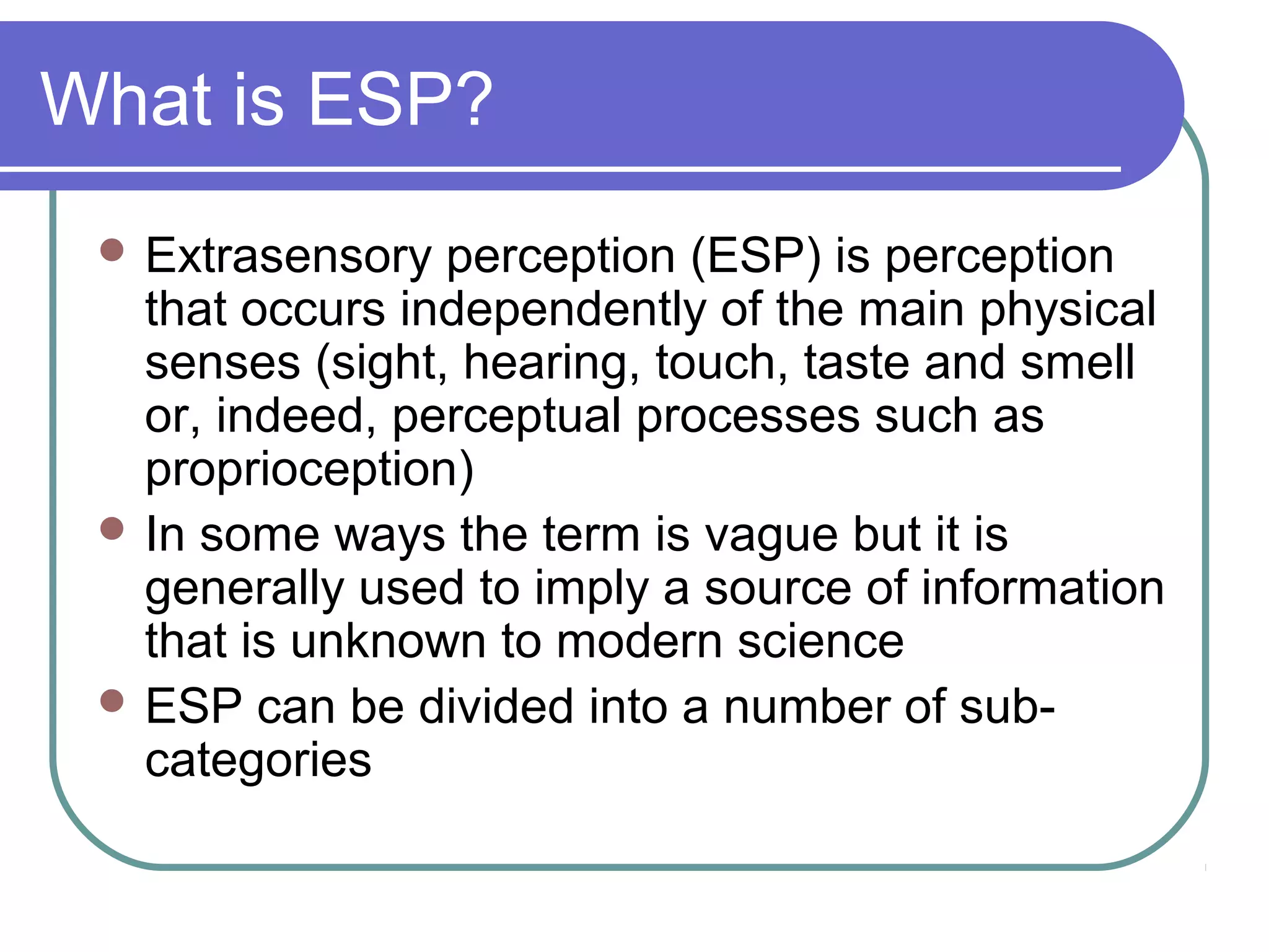 Extrasensory Perception (Esp) | PPT
