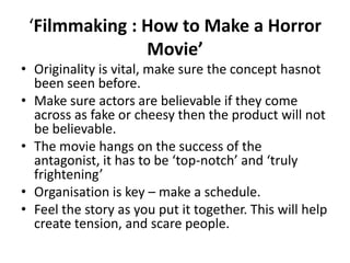 Horror film making tips | PPT