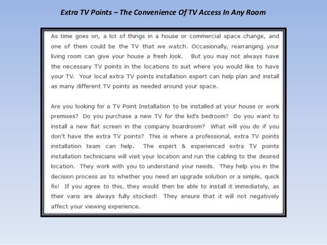 Extra TV Points – The Convenience Of TV Access In Any Room.pptx
