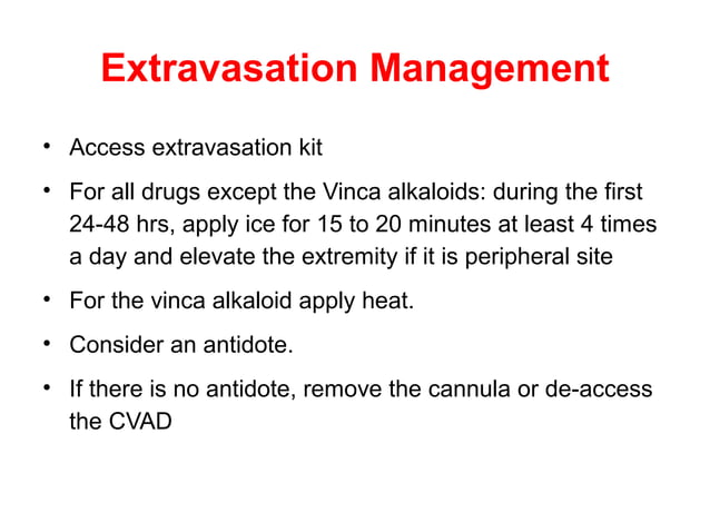Extravasation management (1) (1) | PPT | First Aid | Injuries