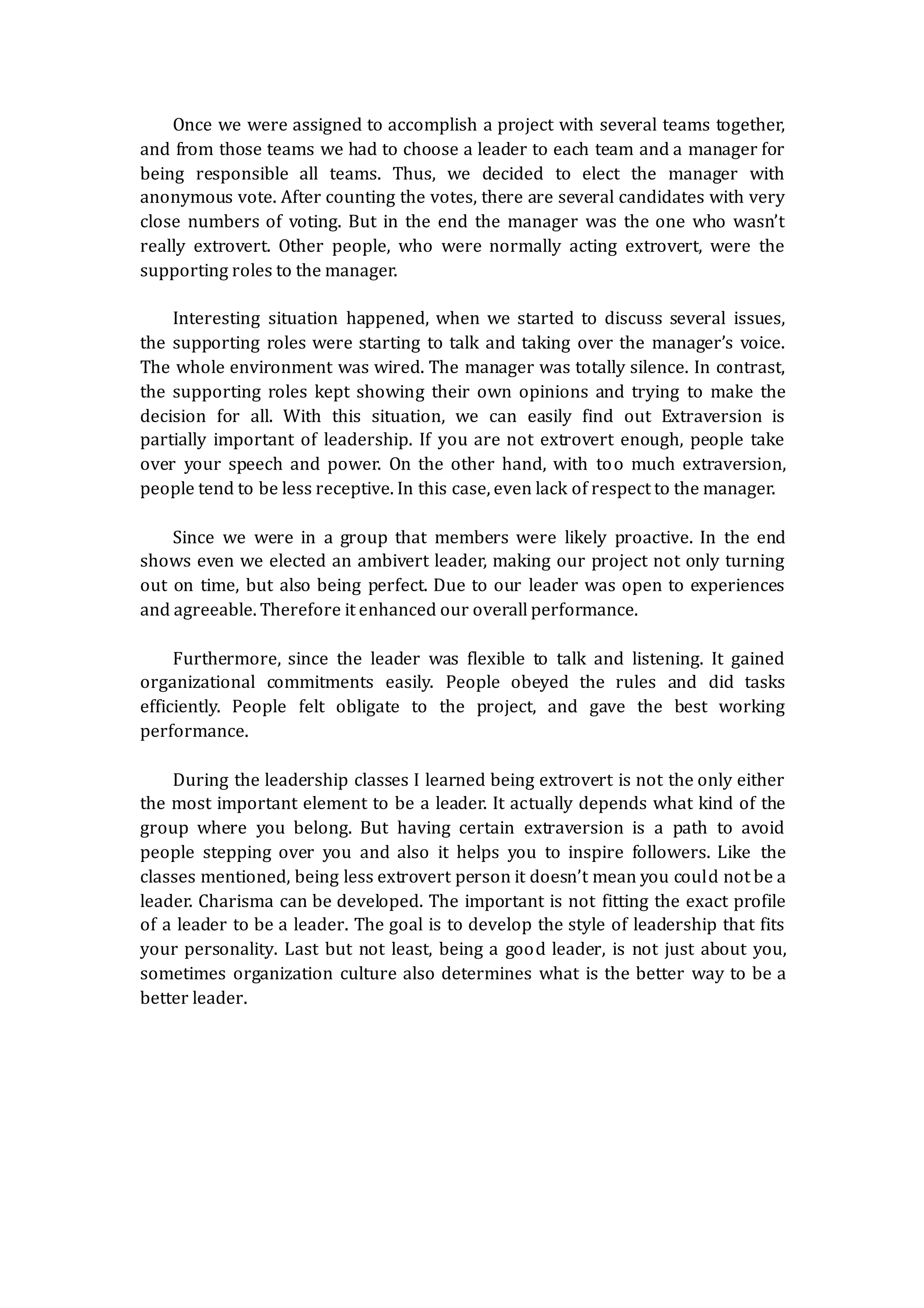 Extraversion to a leader | PDF