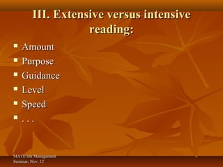 Promoting Extensive Reading | PPT