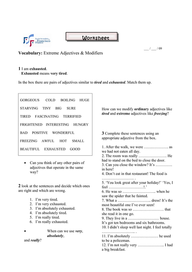 Extreme adjectives & modifiers | DOC
