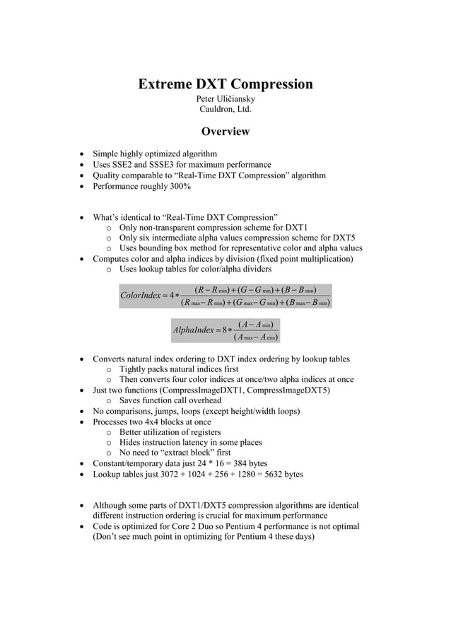 Extreme dxt compression | PDF