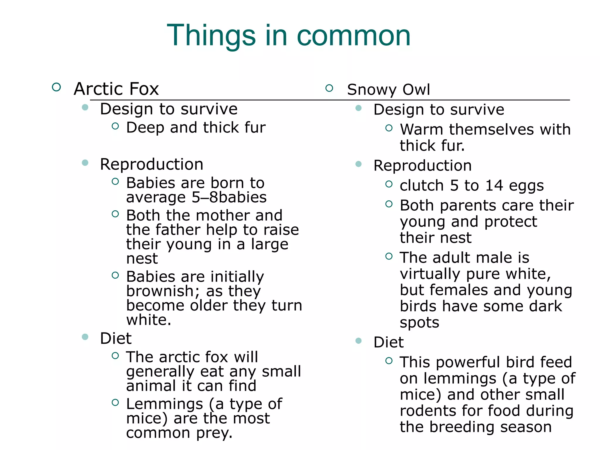 Extreme habitat comparison | PPT