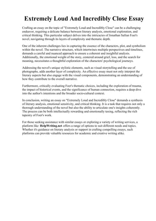 Extremely Loud And Incredibly Close Essay.pdfExtremely Loud And ...