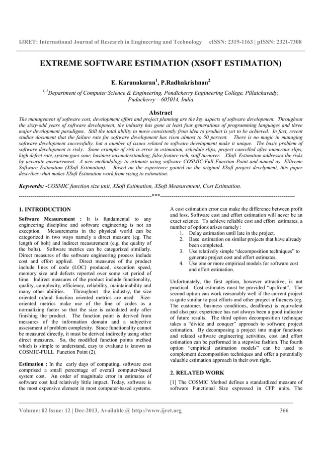 Extreme software estimation (xsoft estimation) | PDF