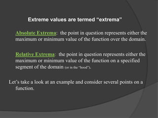 Extreme values of a function & applications of derivative | PPTX | Physics | Science