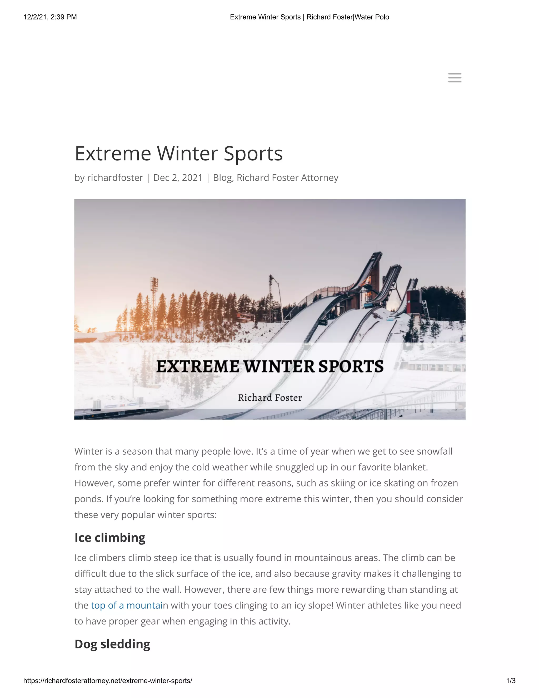 Extreme Winter Sports | PDF