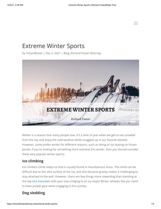 Extreme Winter Sports | PDF