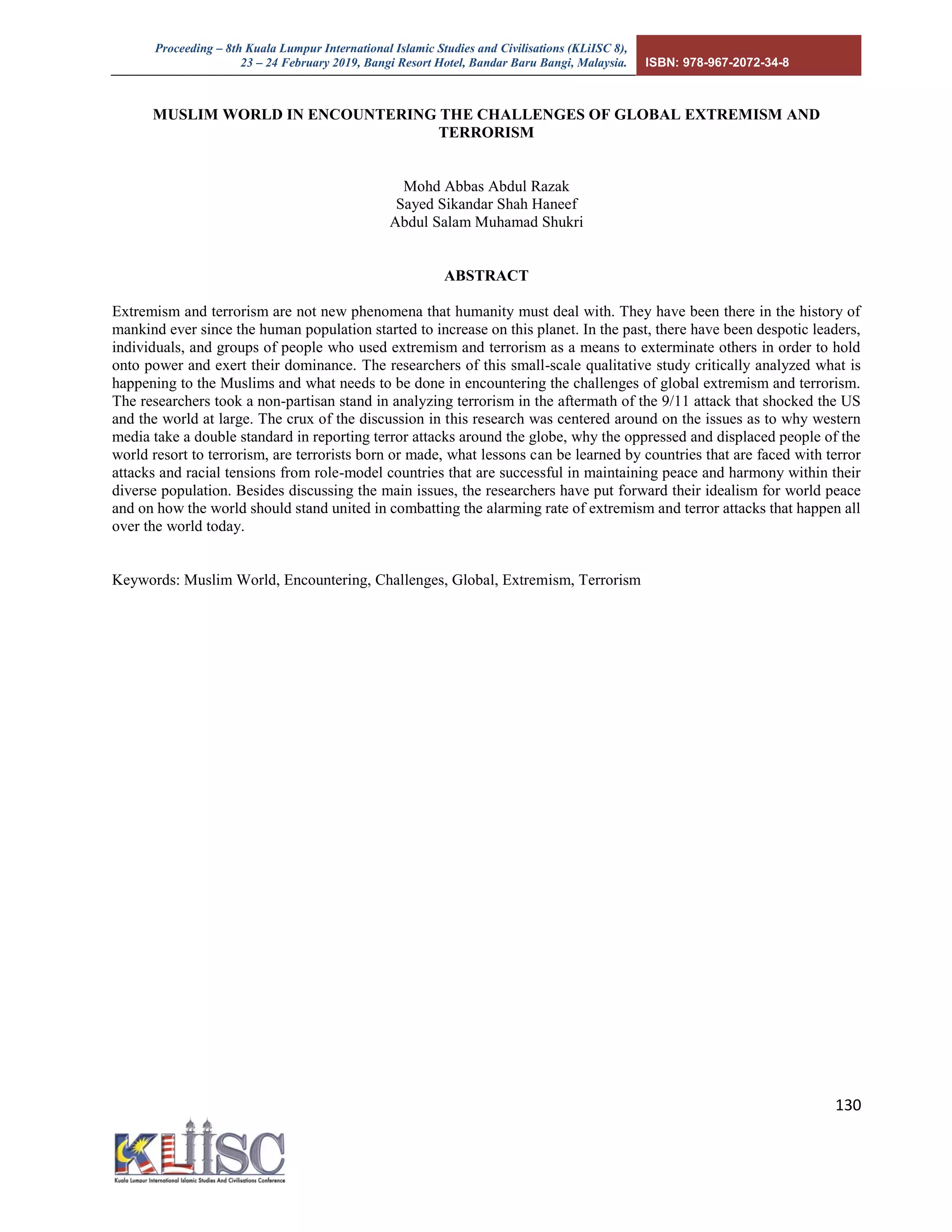 Muslim World in Encountering the Challenges of Global Extremism and ...