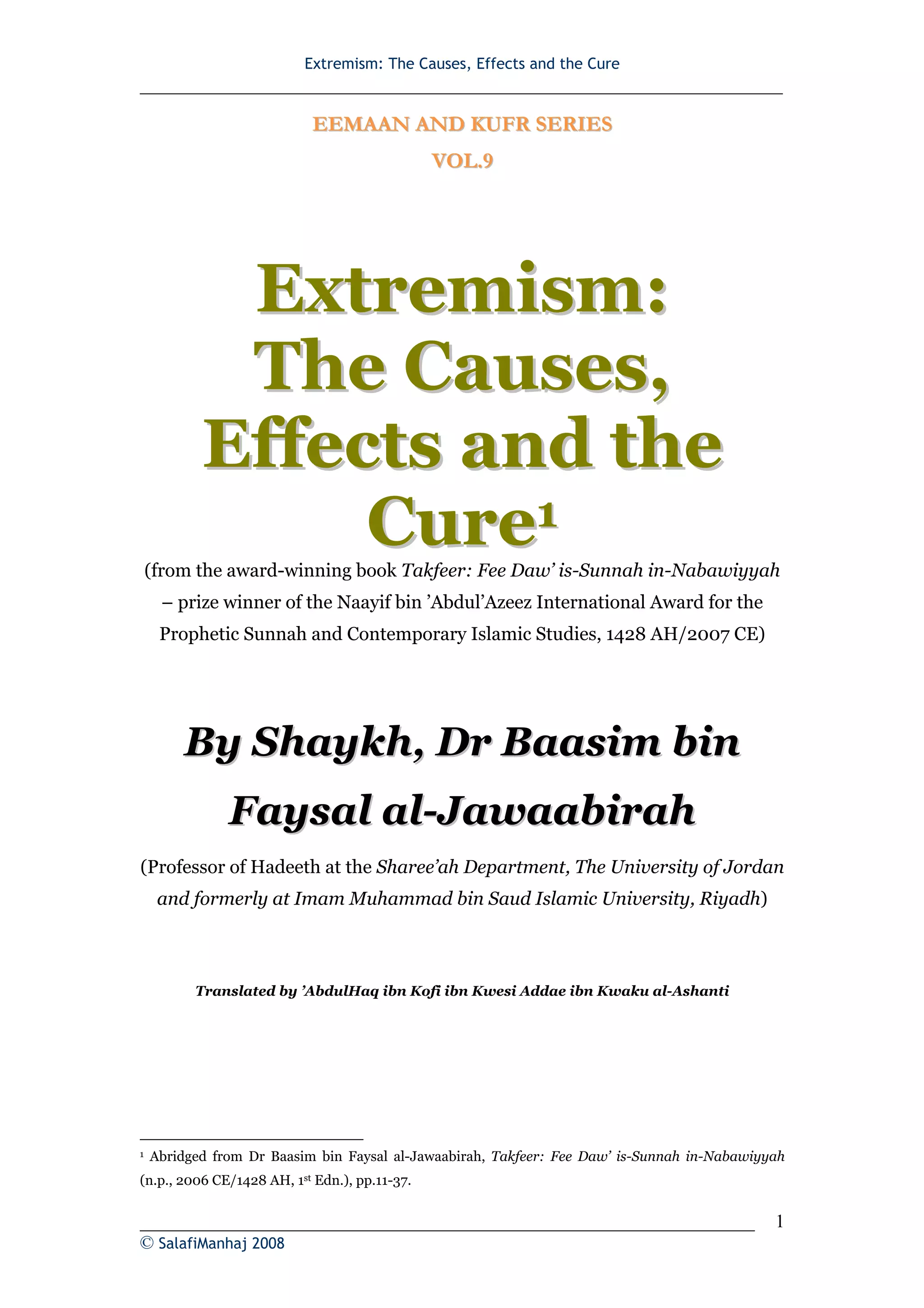 Extremism the causes effect and the cure | PDF