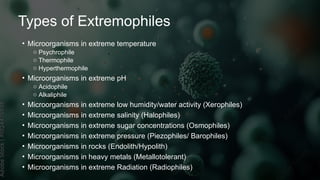 Types of Extremophiles, their adaptation mechanisms, and importance. .pptx