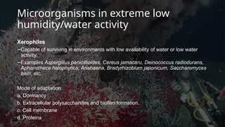 Types of Extremophiles, their adaptation mechanisms, and importance. .pptx