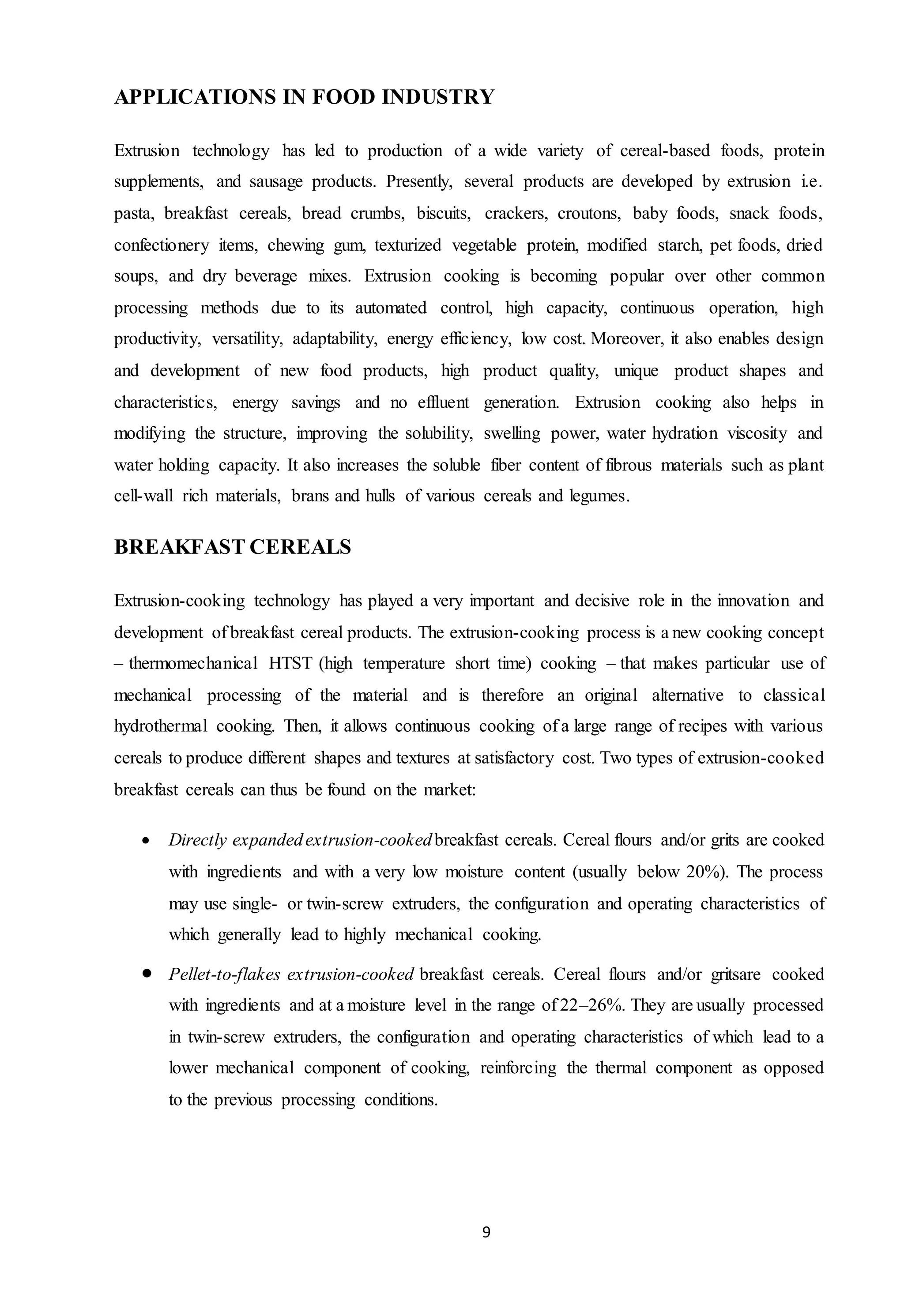 Food Extrusion | Food Processing | DOCX