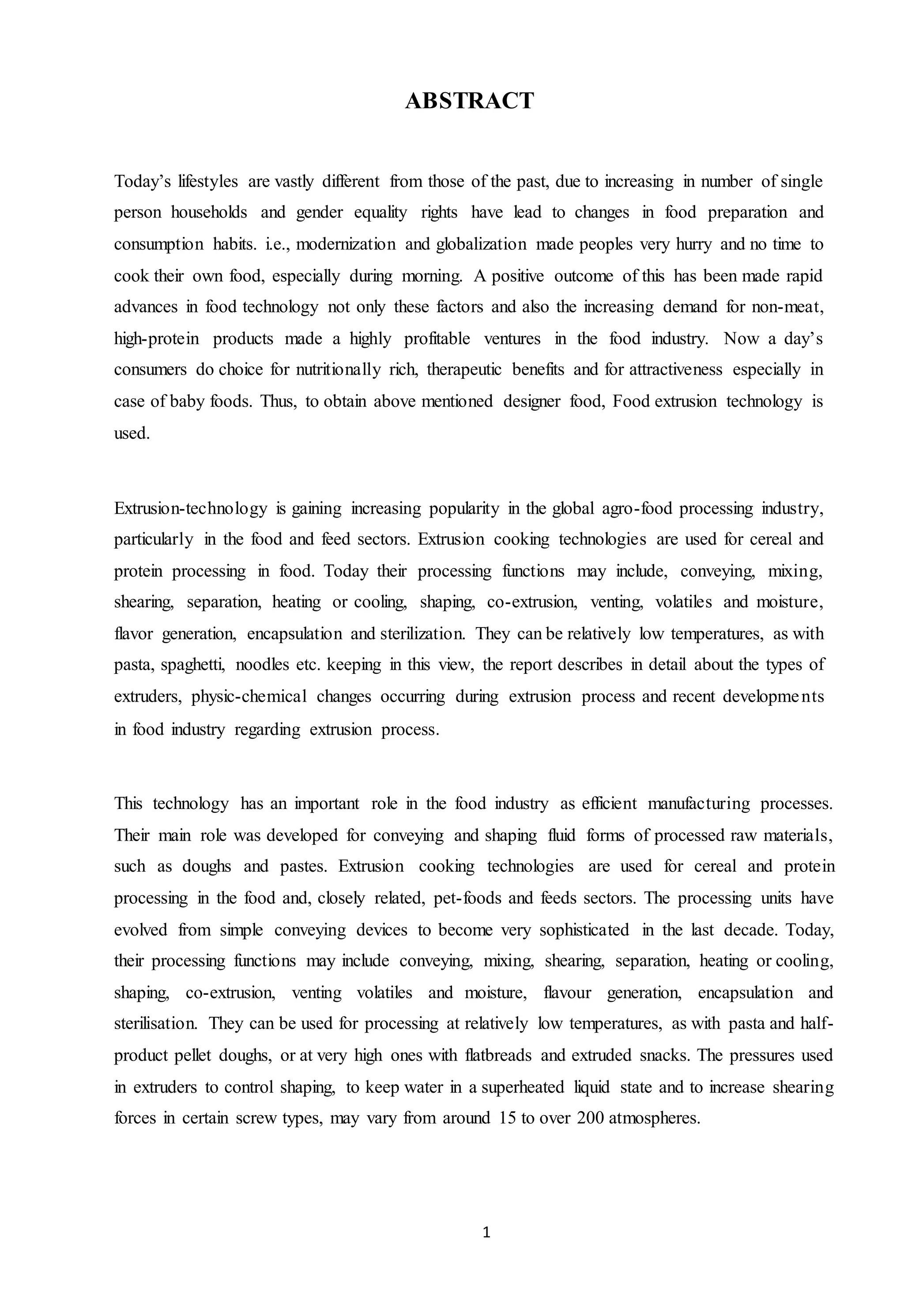 Food Extrusion | Food Processing | DOCX