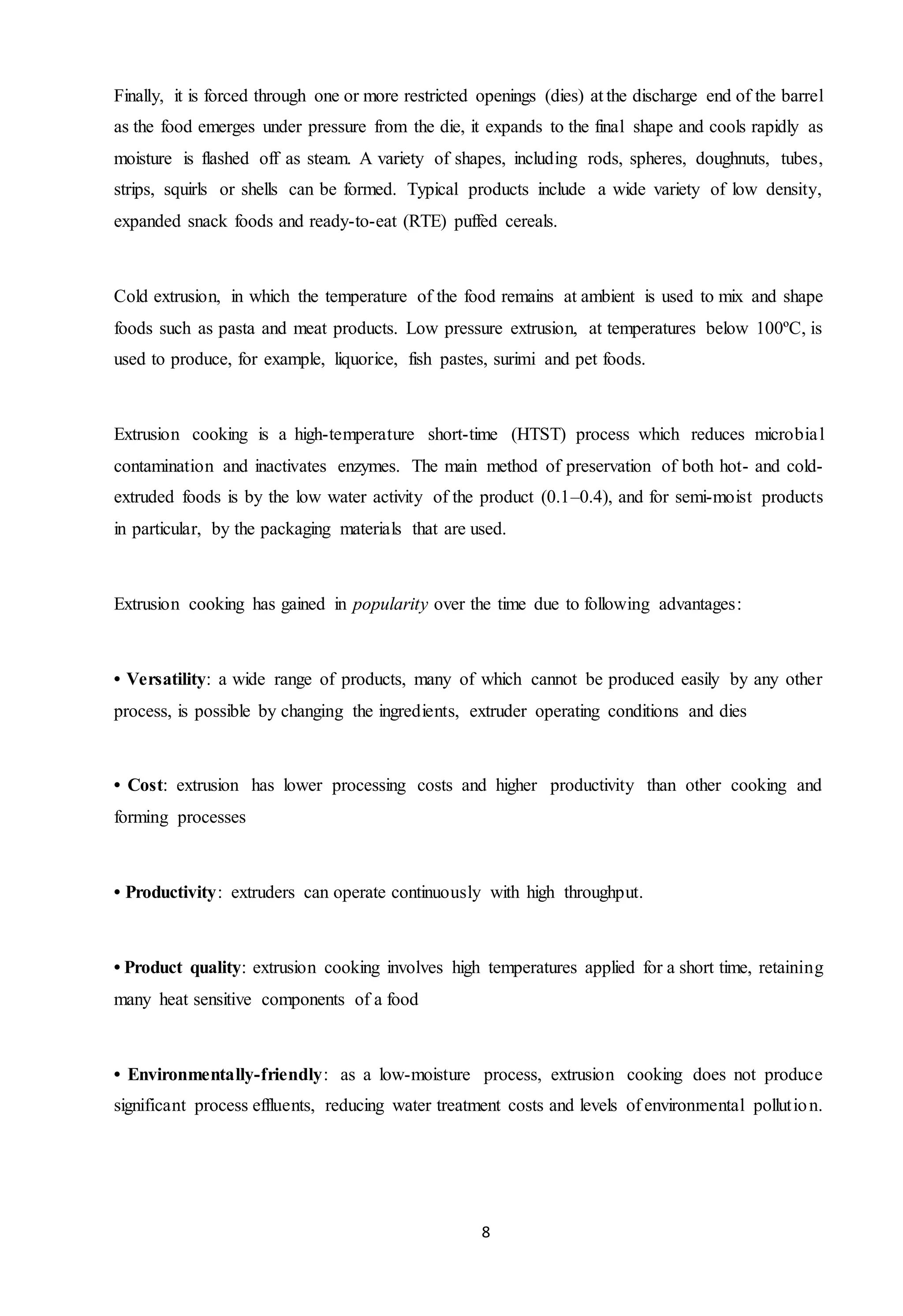 Food Extrusion | Food Processing | DOCX