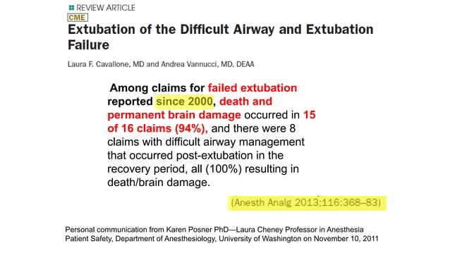 Extubation of difficult airway which includes difficult airway society ...