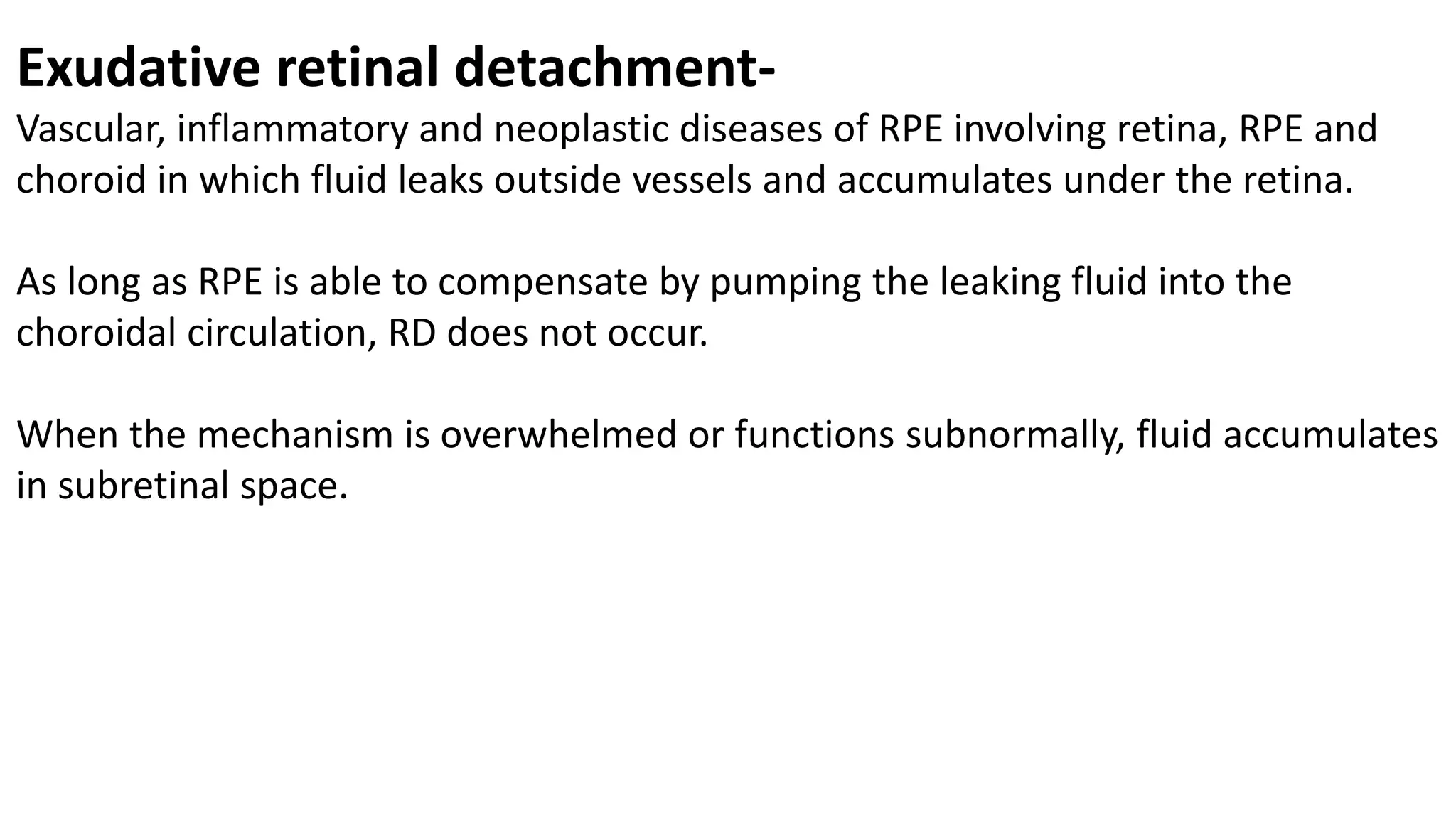 Exudative Retinal Detachment- Etiopathogenesis | PPTX