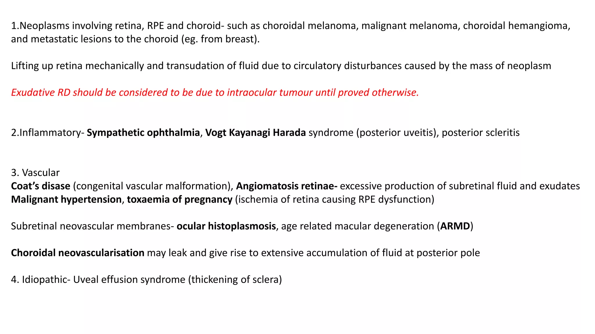 Exudative Retinal Detachment- Etiopathogenesis | PPTX