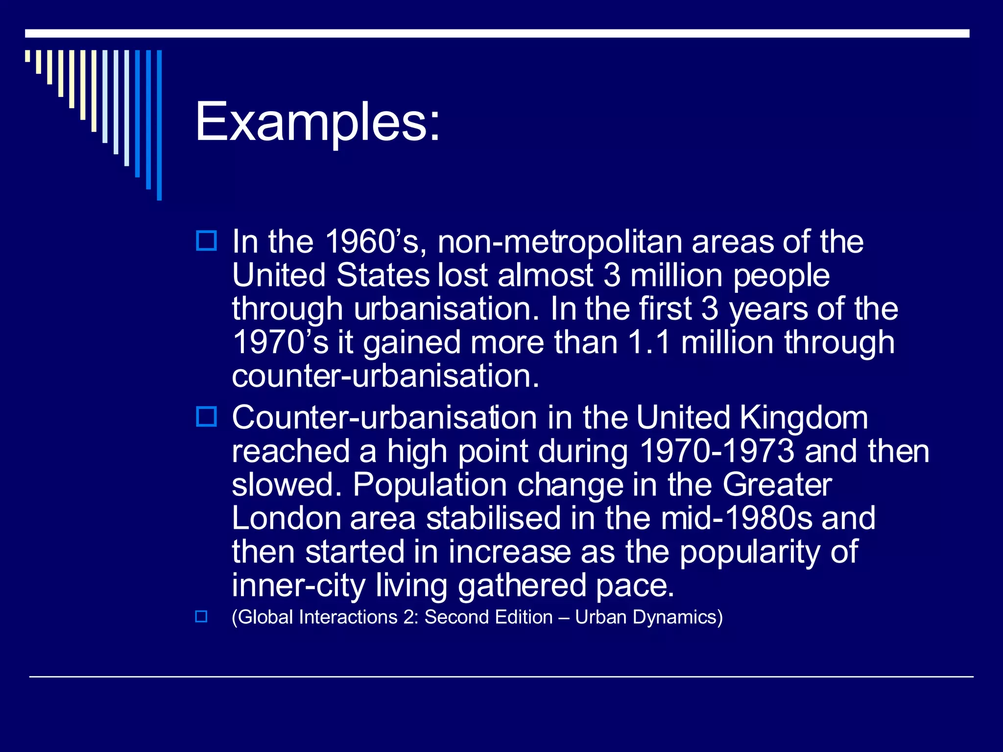 Exurbanisation, Counterurbanisation And Decentralisation | PPT