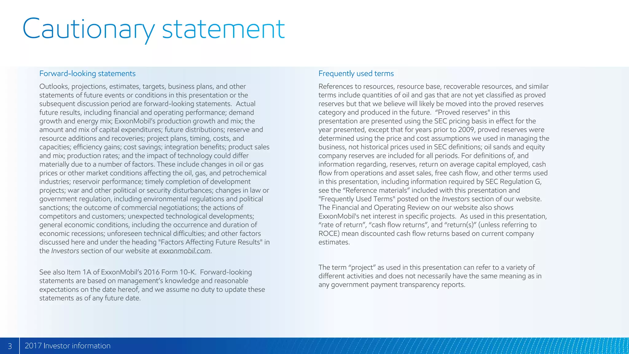 Exxon Mobil Investor Presentation Deck 2017 May | PDF