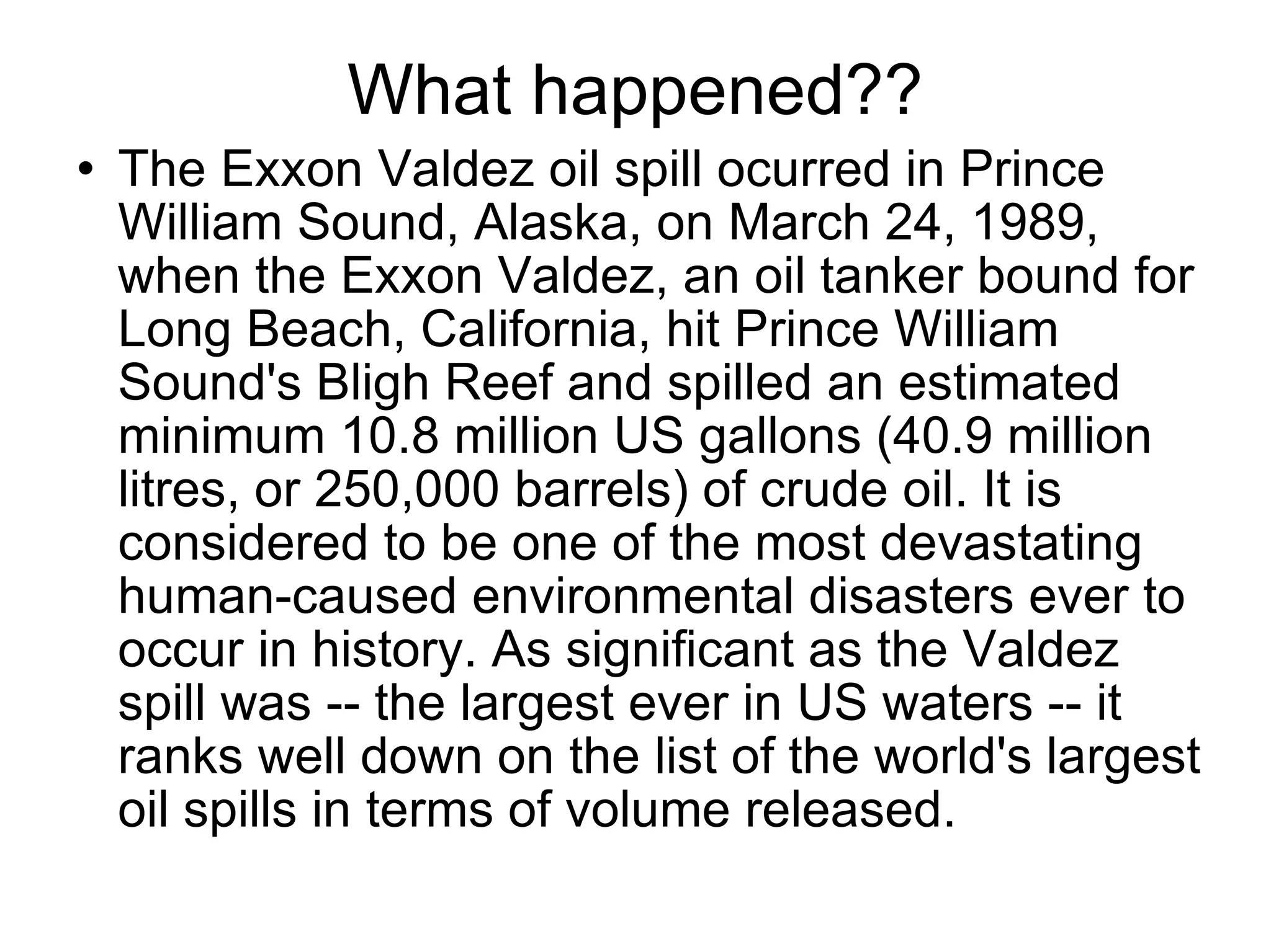 Exxon valdez gulf of mexico oil spill | POT