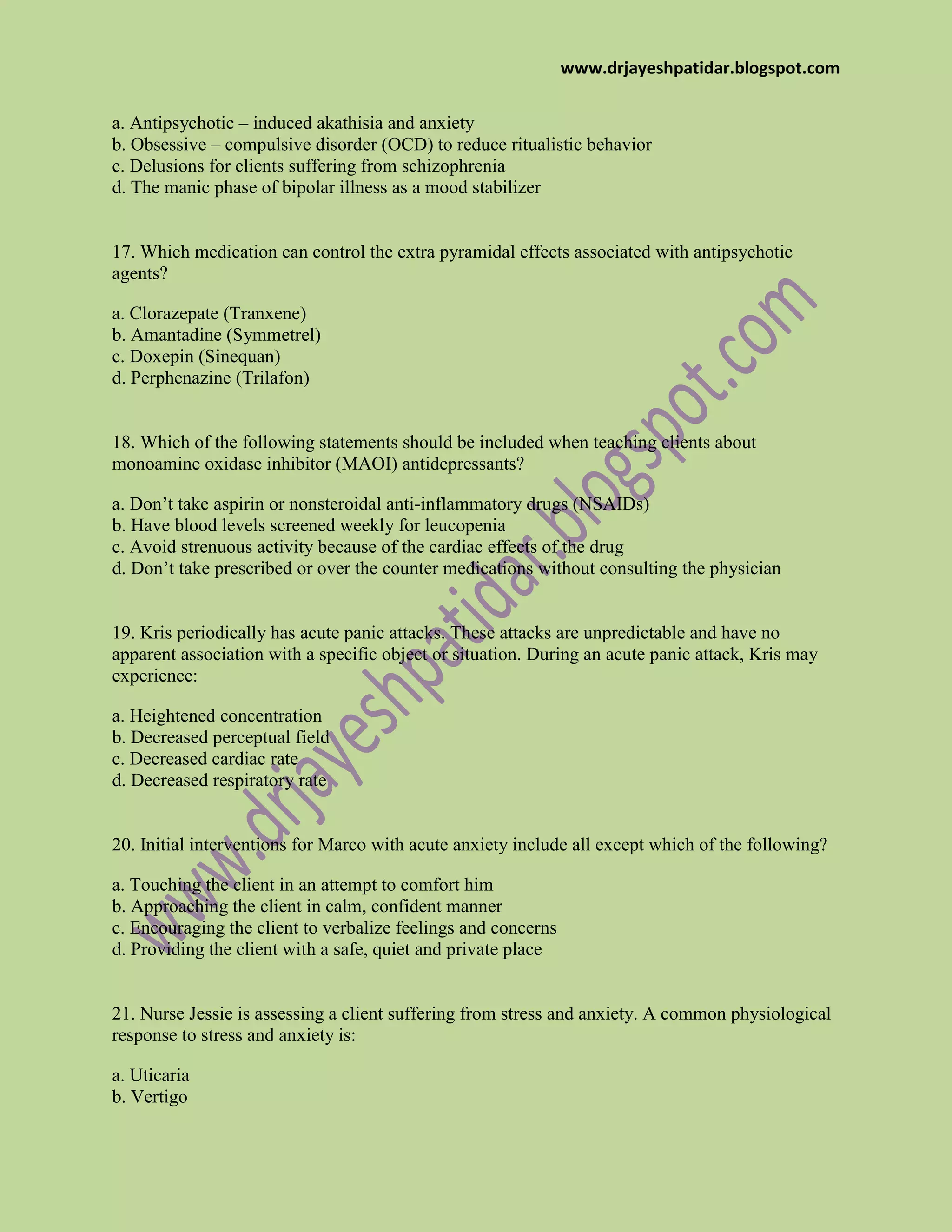 Mental health nursing practice test 3 | PDF