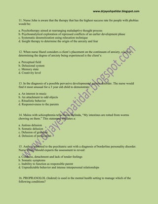Mental health nursing practice test 3 | PDF