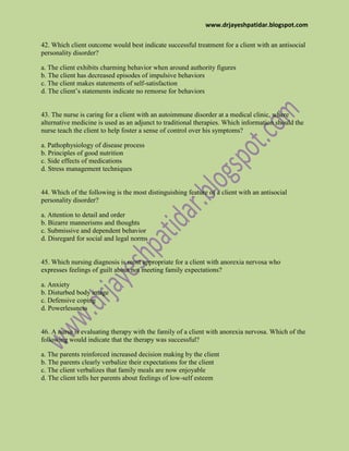 Mental health nursing practice test 3 | PDF