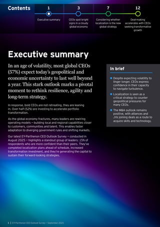 EY - Parthenon CEO Outlook Survey (2025) | PDF