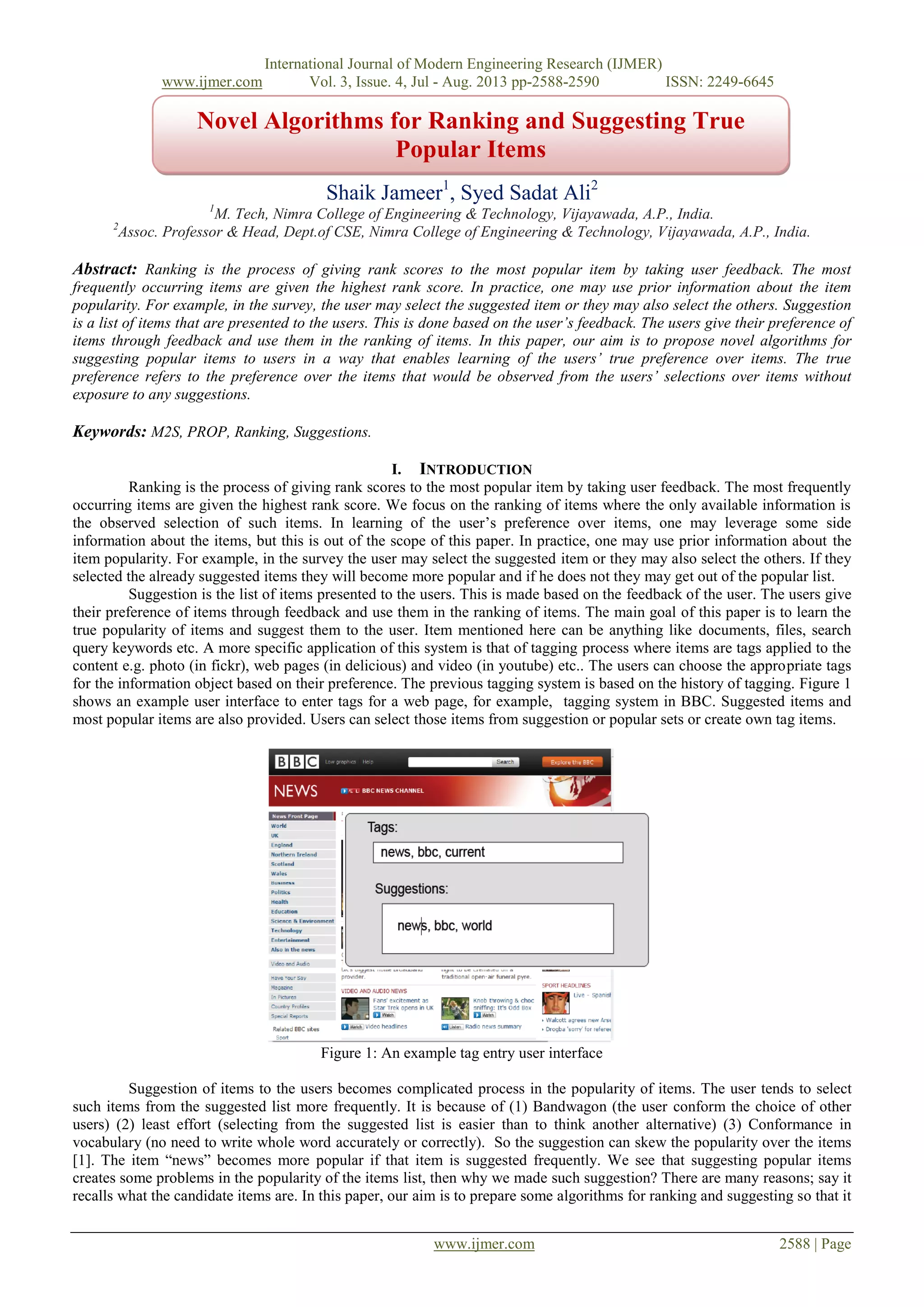 Novel Algorithms for Ranking and Suggesting True Popular Items | PDF