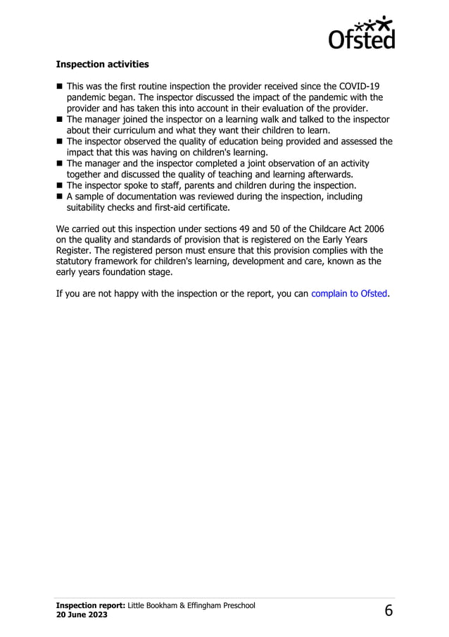 EY455027 Little Bookham & Effingham Preschool - Ofsted Inspection ...