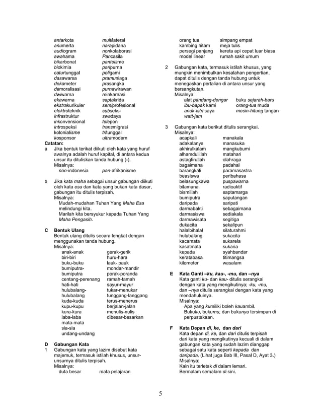 Ejaan Yang Disempurnakan | PDF