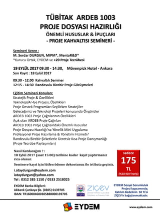 TUBITAK ARDEB 1003 PROJE HAZIRLIGI KAHVALTI SEMINERI - EYDEM | PDF