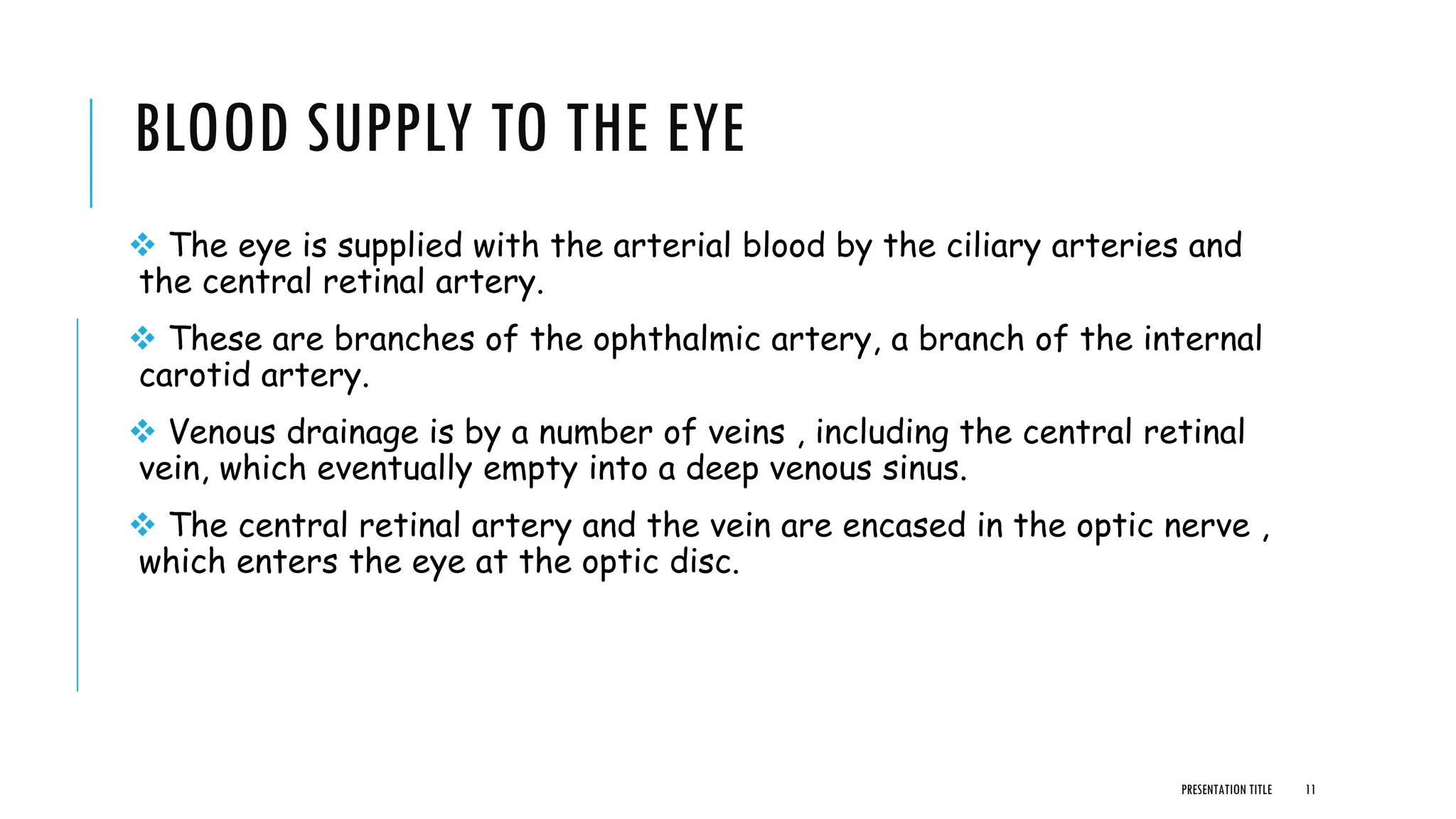 EYEthe visual organ. its structure and its blood supply pdf | PPT