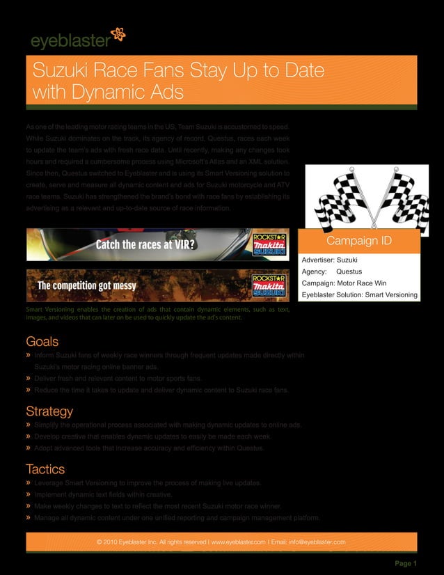 Eyeblaster Case Study Suzuki Smart Versioning | PDF