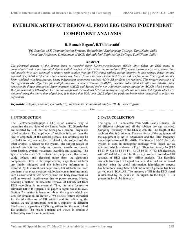 Eyeblink artefact removal from eeg using independent | PDF