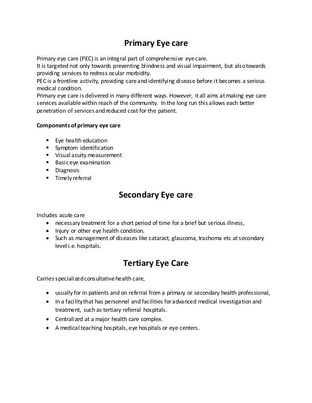 Primary, Secondary and Tertiary Eye Care Services | DOCX