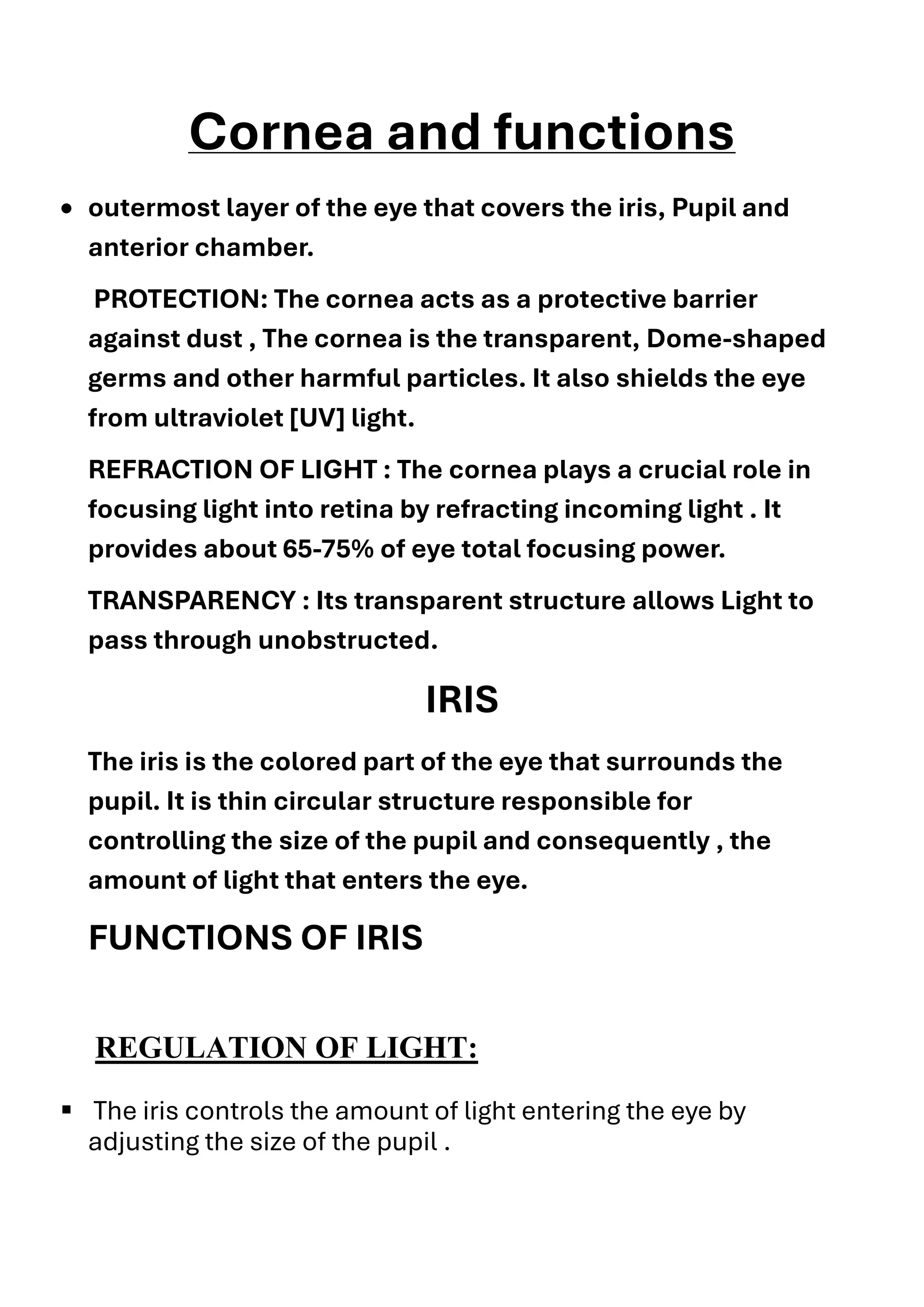 EYE its structure ,parts ,functions pdf. | PDF